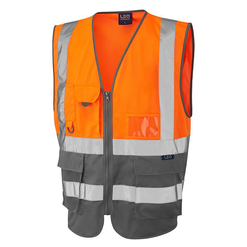 Leo Lynton ISO 20471 Class 1 Superior Waistcoat Orange/Grey