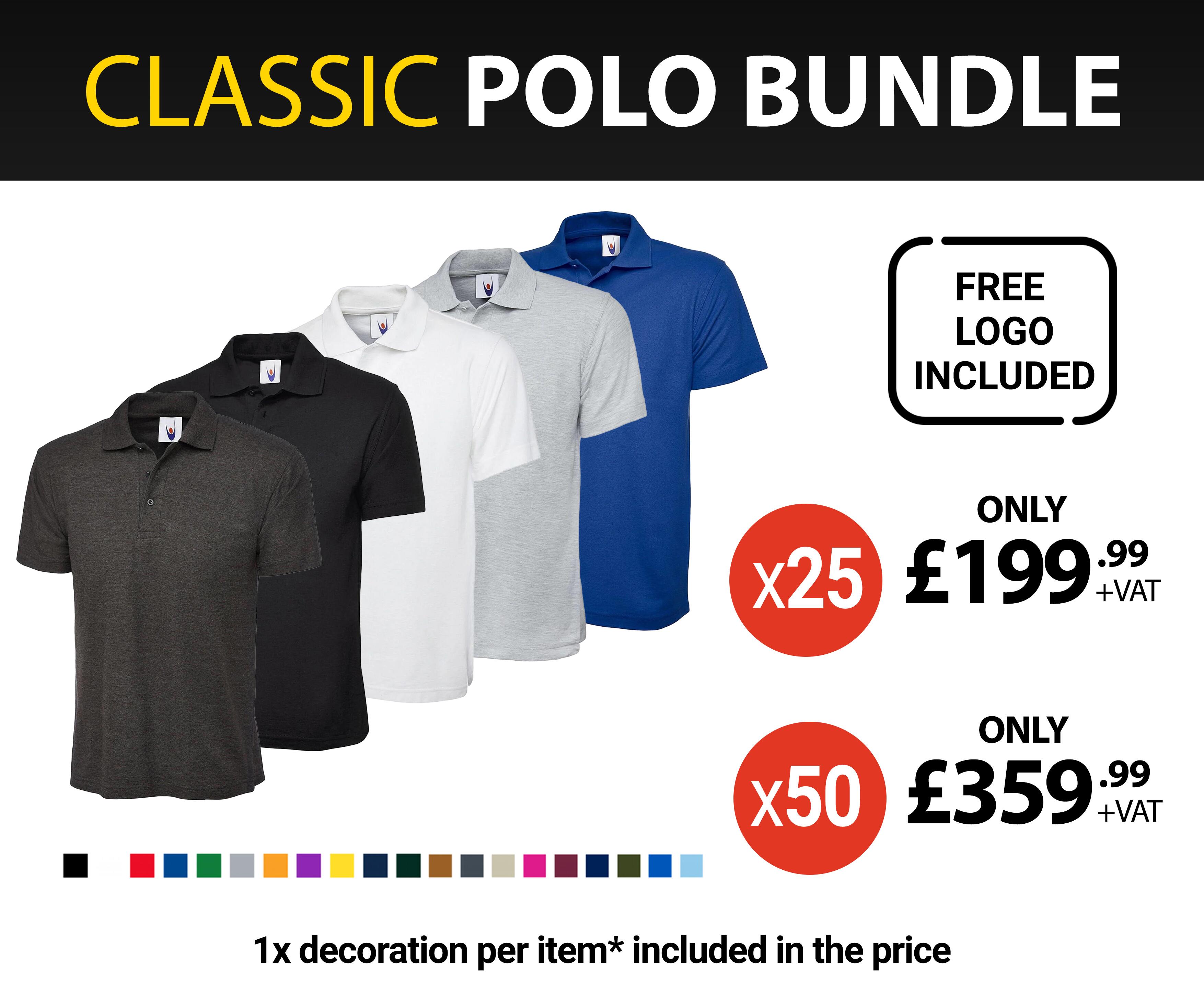 Classic Polo Shirt Bundle (Including Customisation)