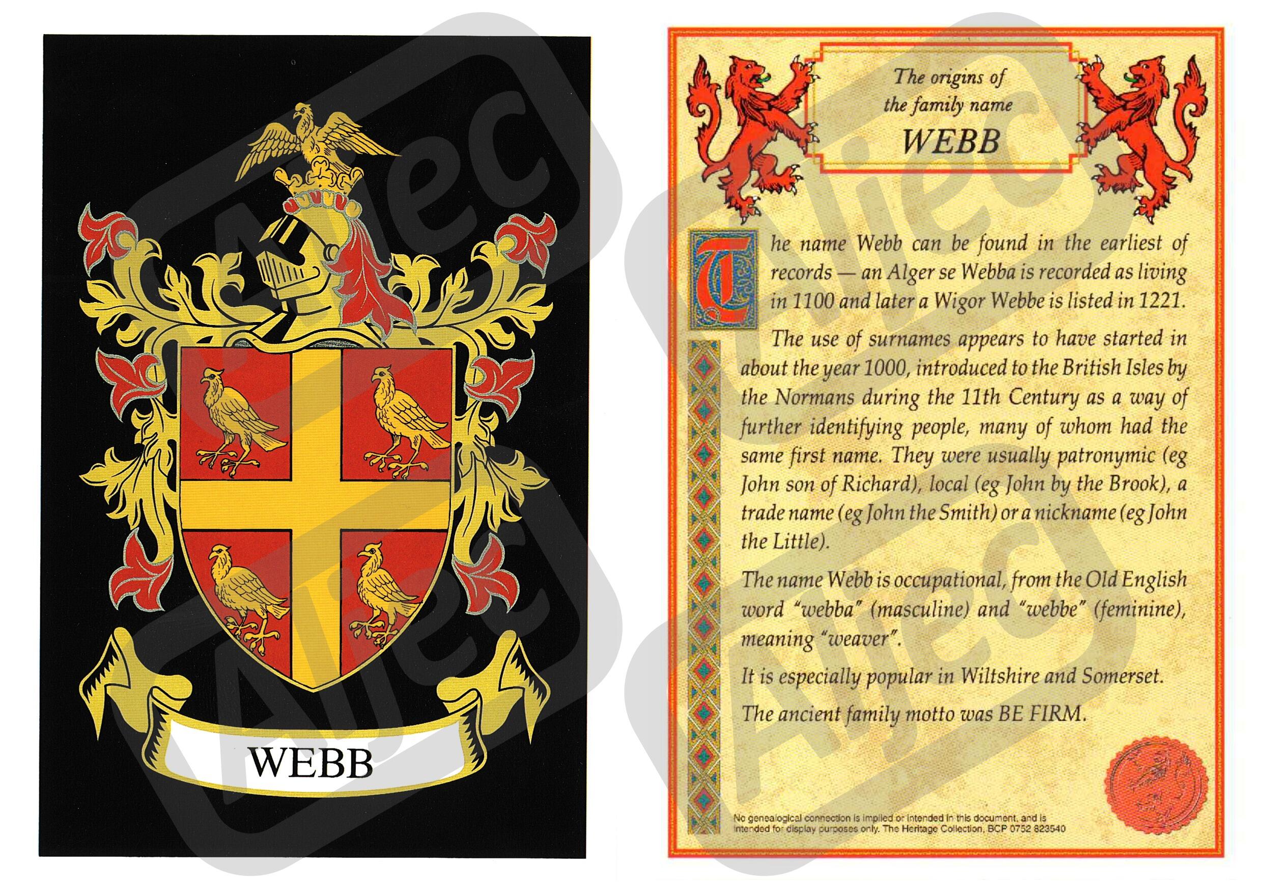 Coat of Arms Heritage Card - Webb pk of 3
