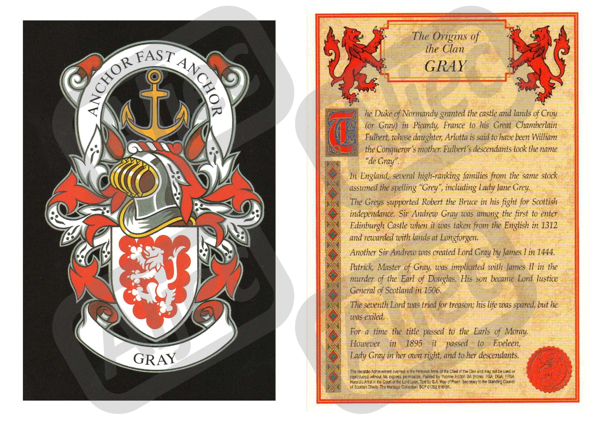 Coat of Arms Heritage Card - Gray pk of 3