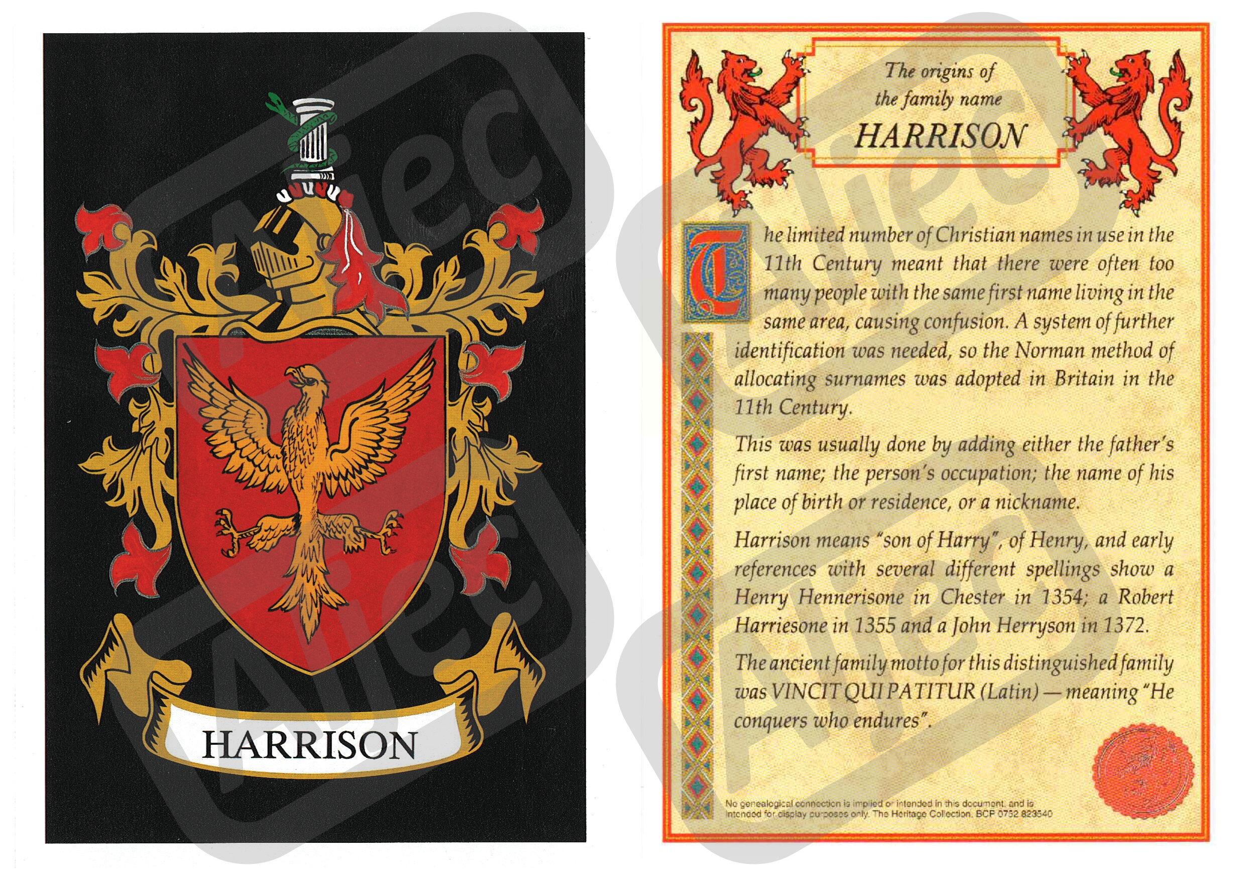 Coat of Arms Heritage Card - Harrison pk of 3
