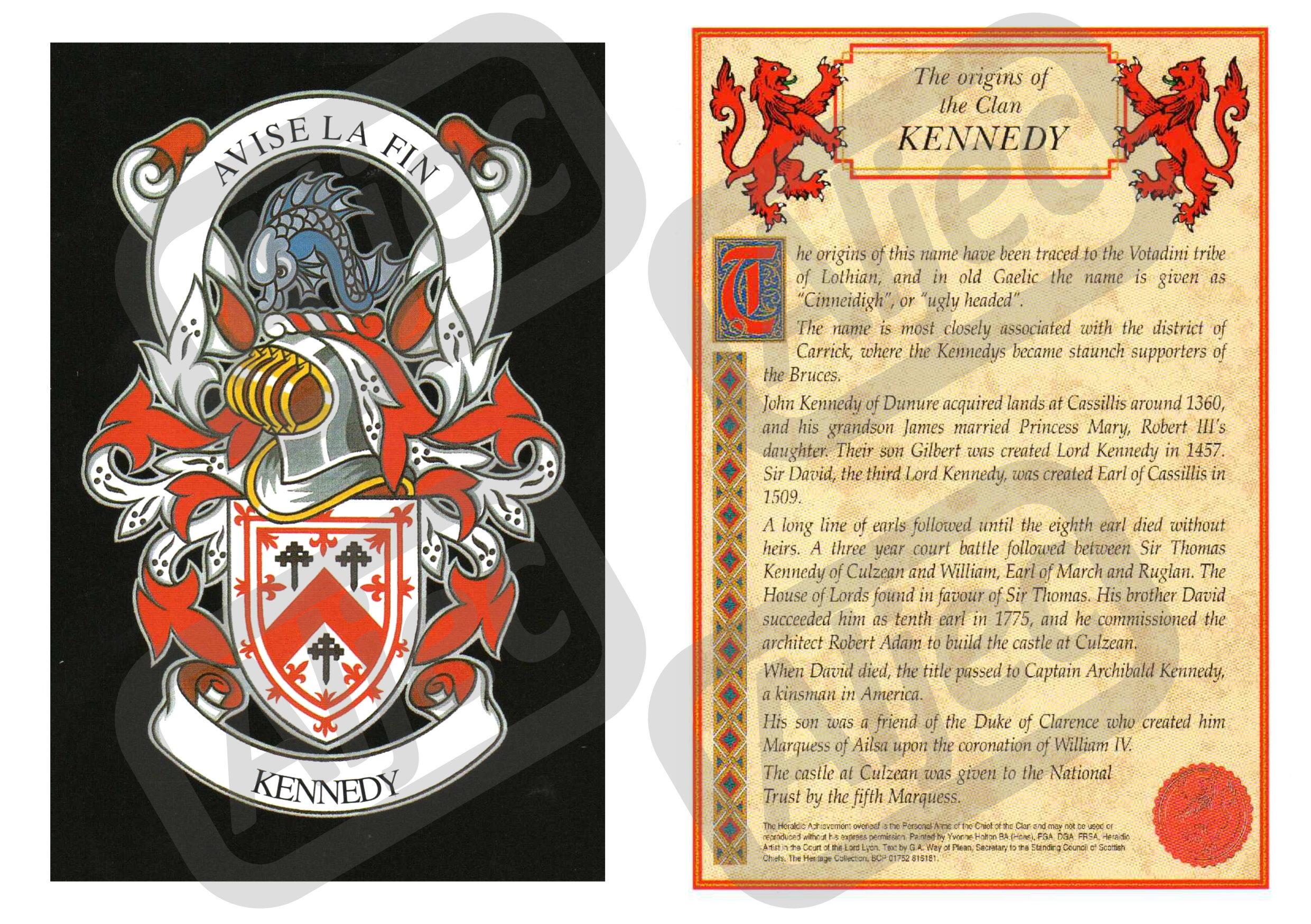 Coat of Arms Heritage Card - Kennedy pk of 3