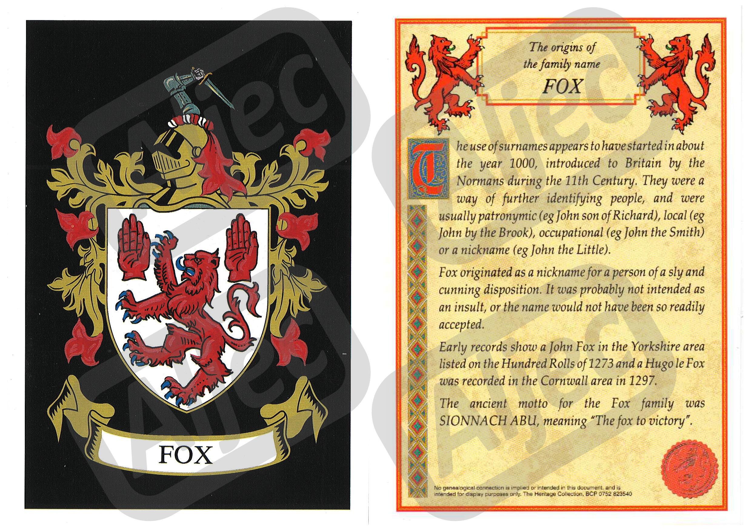 Coat of Arms Heritage Card - Fox pk of 3