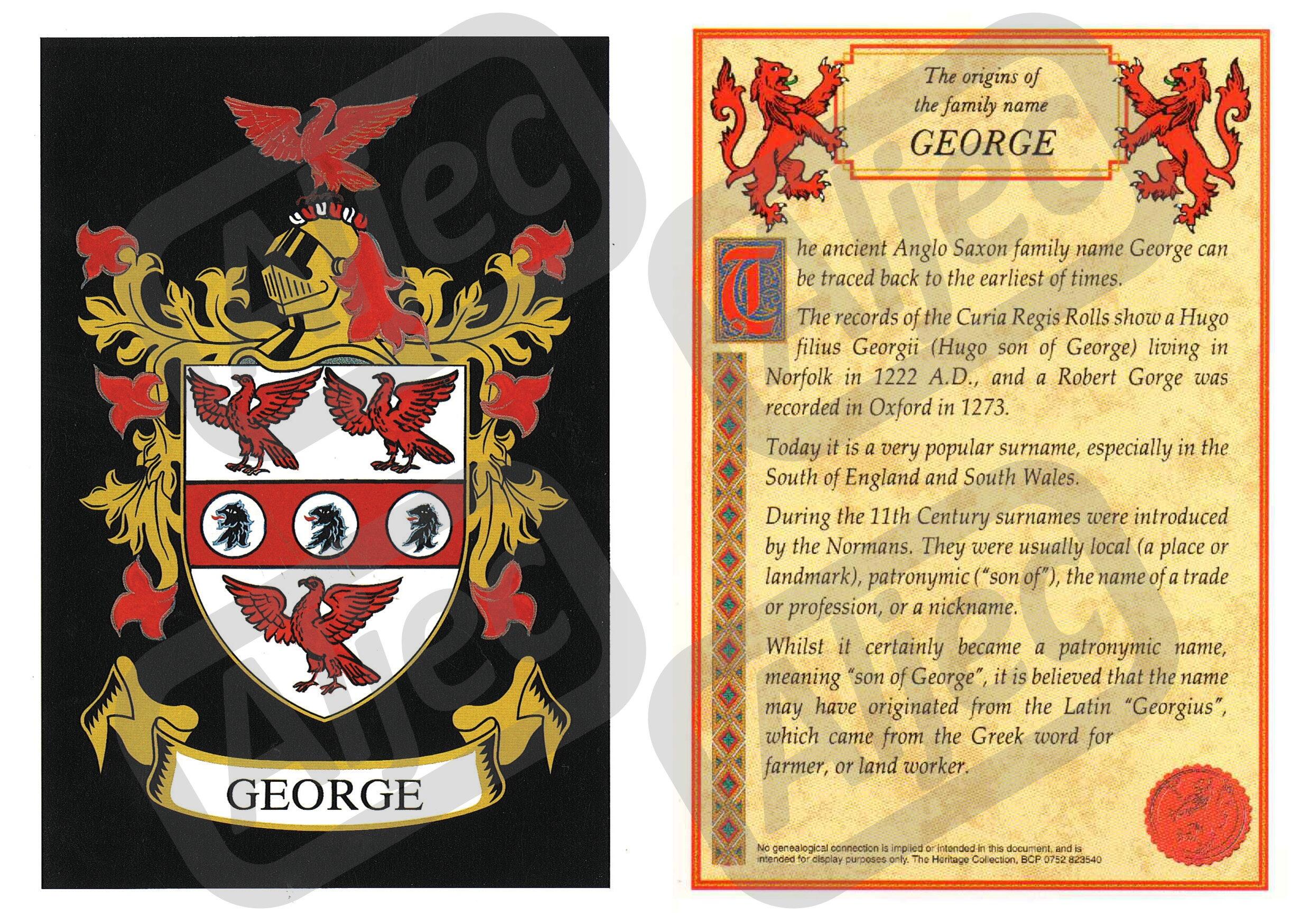 Coat of Arms Heritage Card - George pk of 3