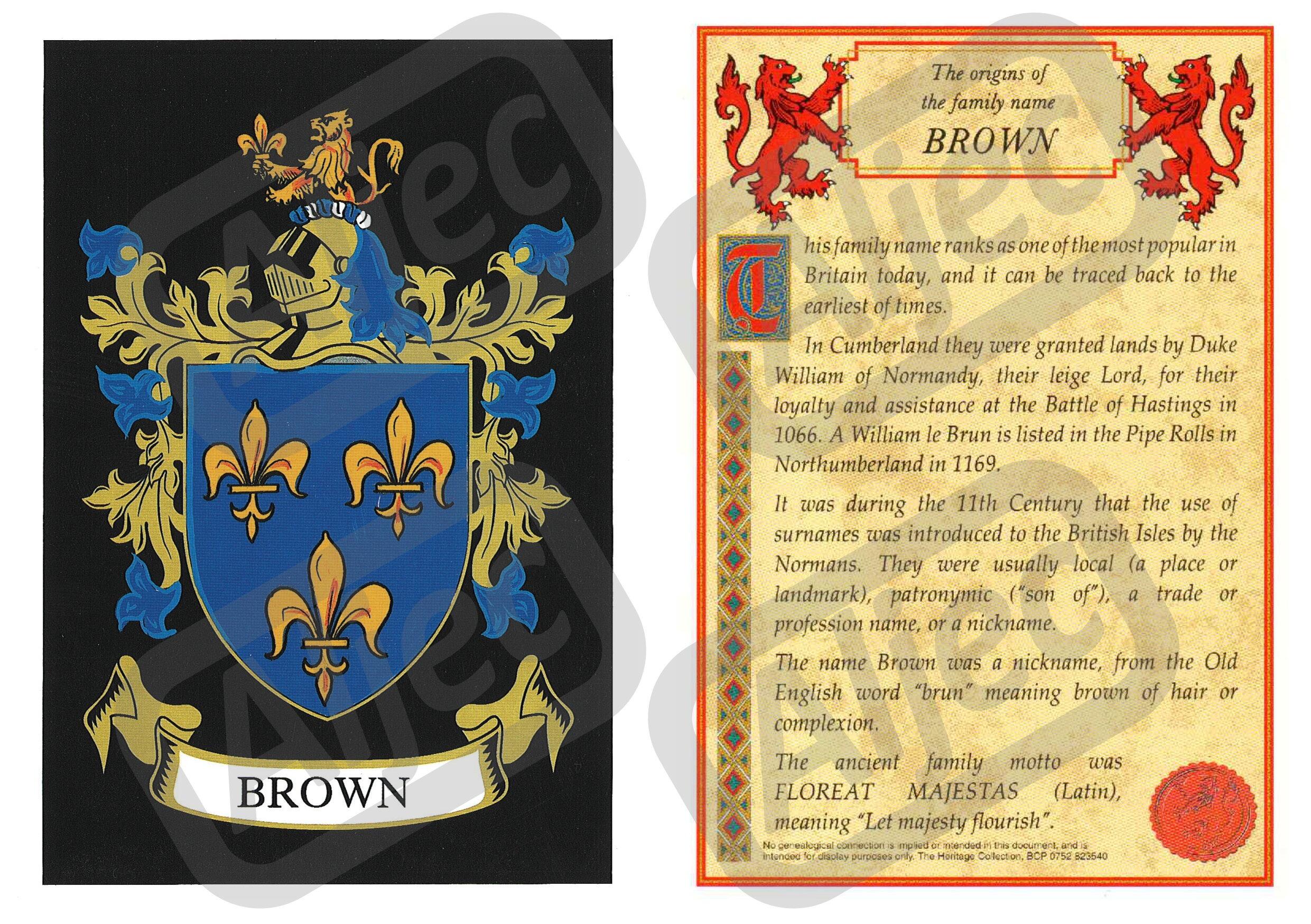 Coat of Arms Heritage Card - Brown pk of 3