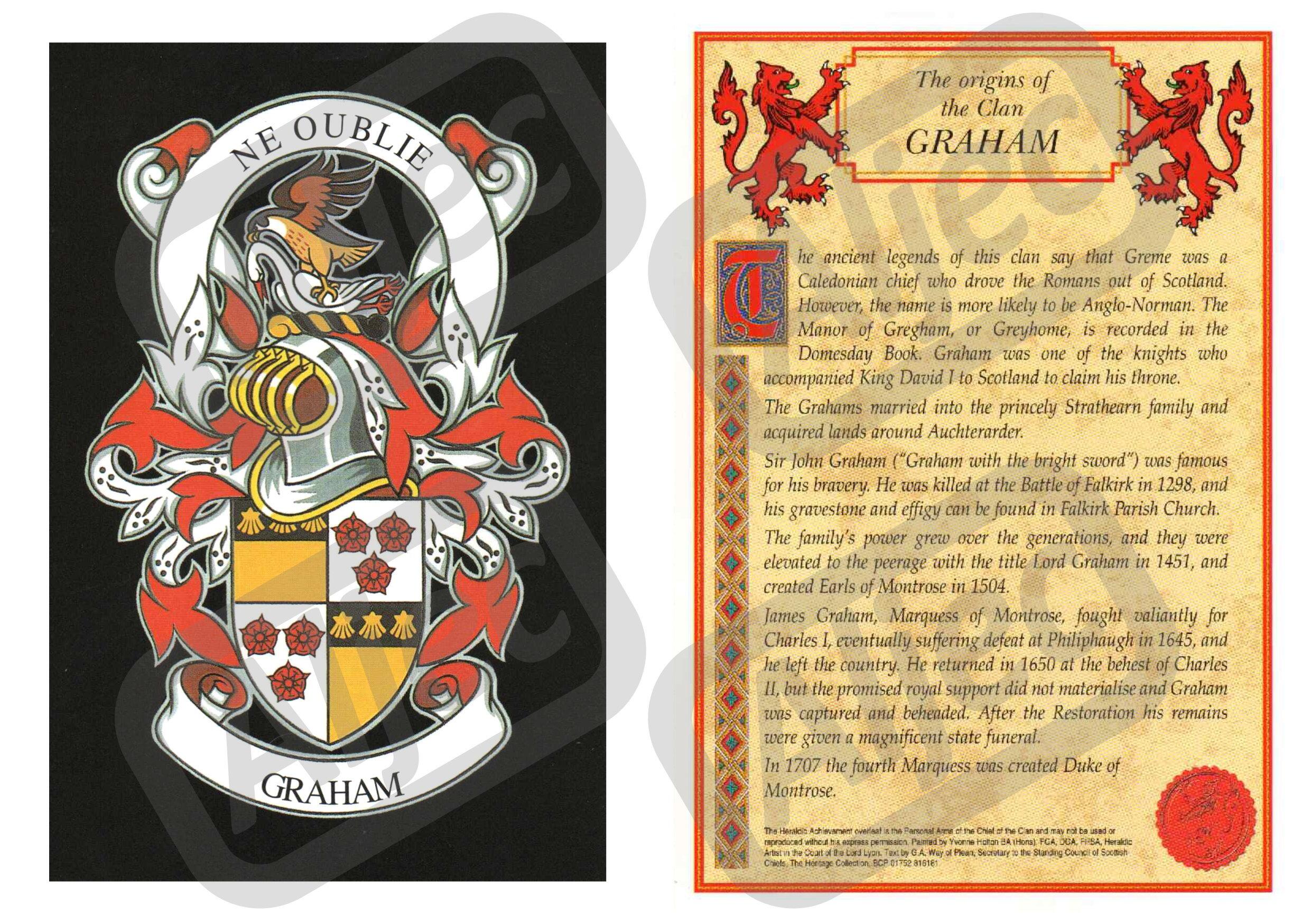 Coat of Arms Heritage Card - Graham pk of 3
