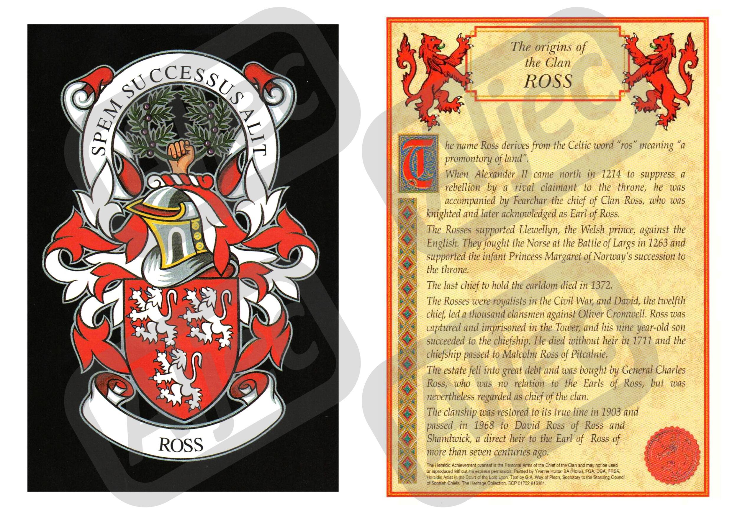 Coat of Arms Heritage Card - Ross pk of 3