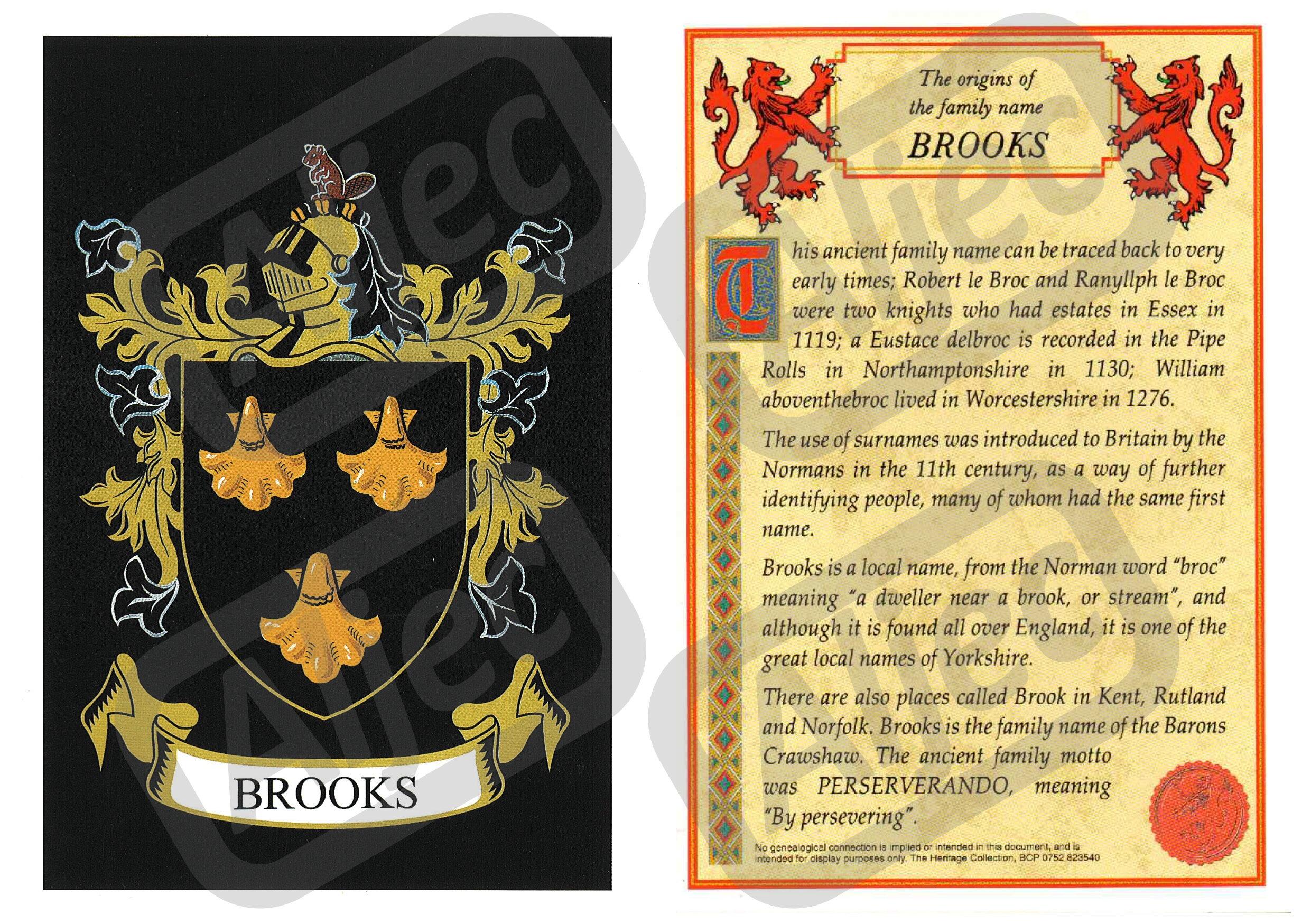 Coat of Arms Heritage Card - Brooks pk of 3