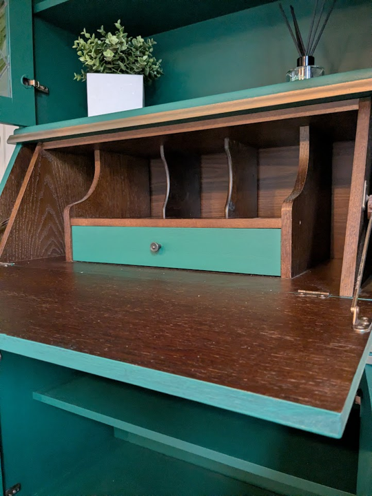 Green Writing Bureau Bookcase | Upcycled Home Office Furniture | Reduce ...