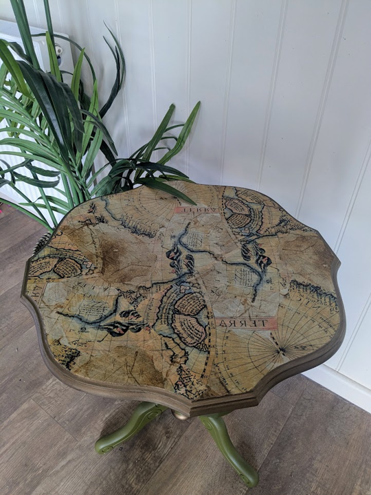 Occasional Table with Vintage World Map Design | Living Room & Hallway ...