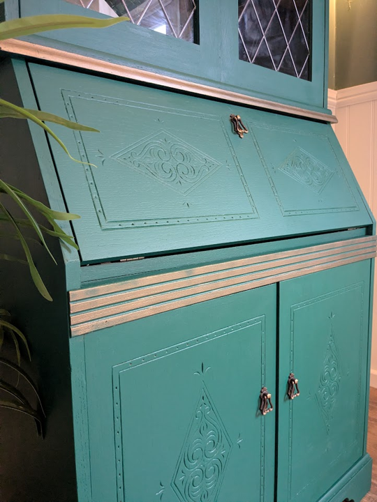 Green Writing Bureau Bookcase | Upcycled Home Office Furniture | Reduce ...