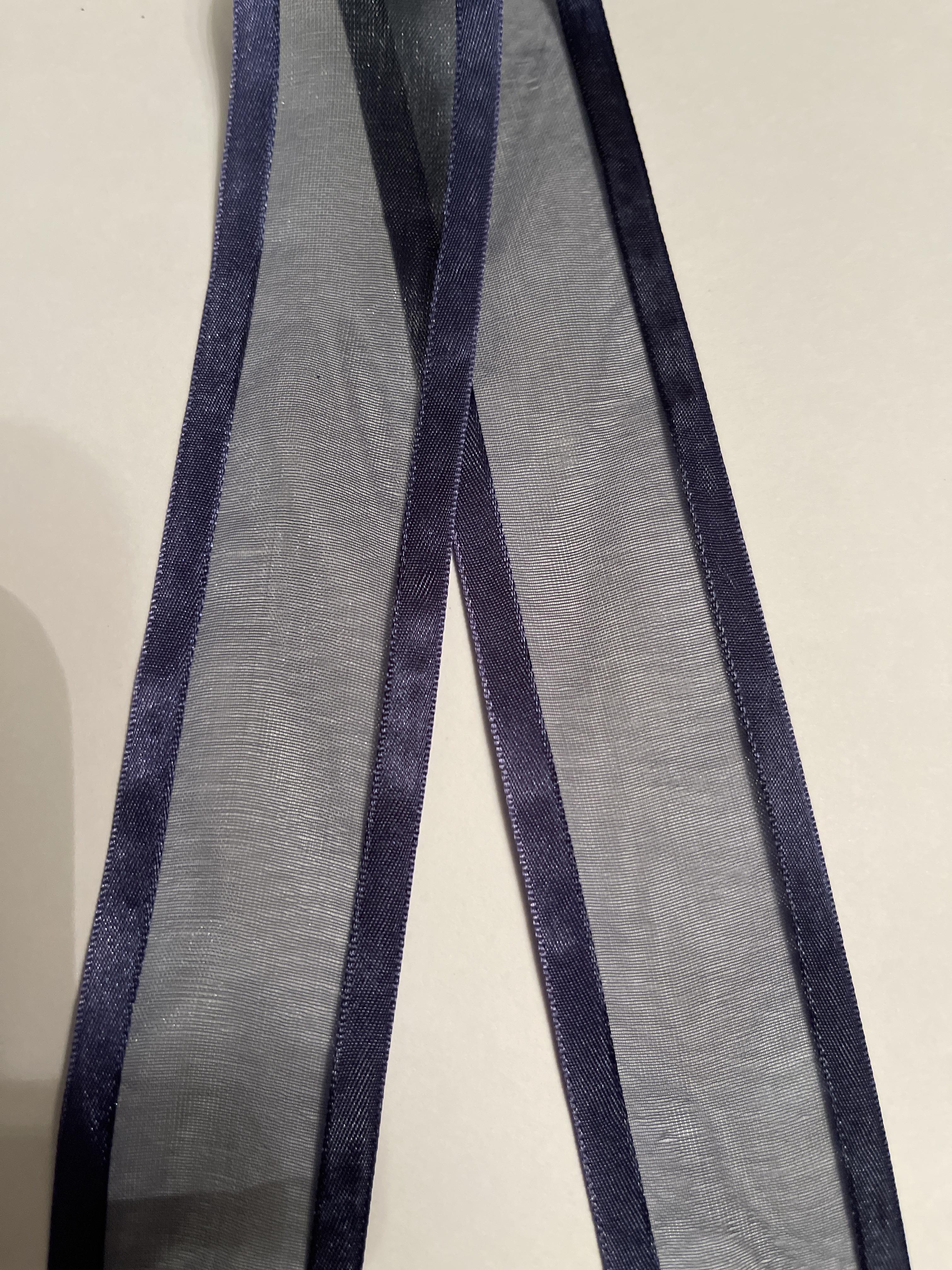 SATIN SHEER EDGE RIBBON 40mm x 25 METRE- NAVY-79