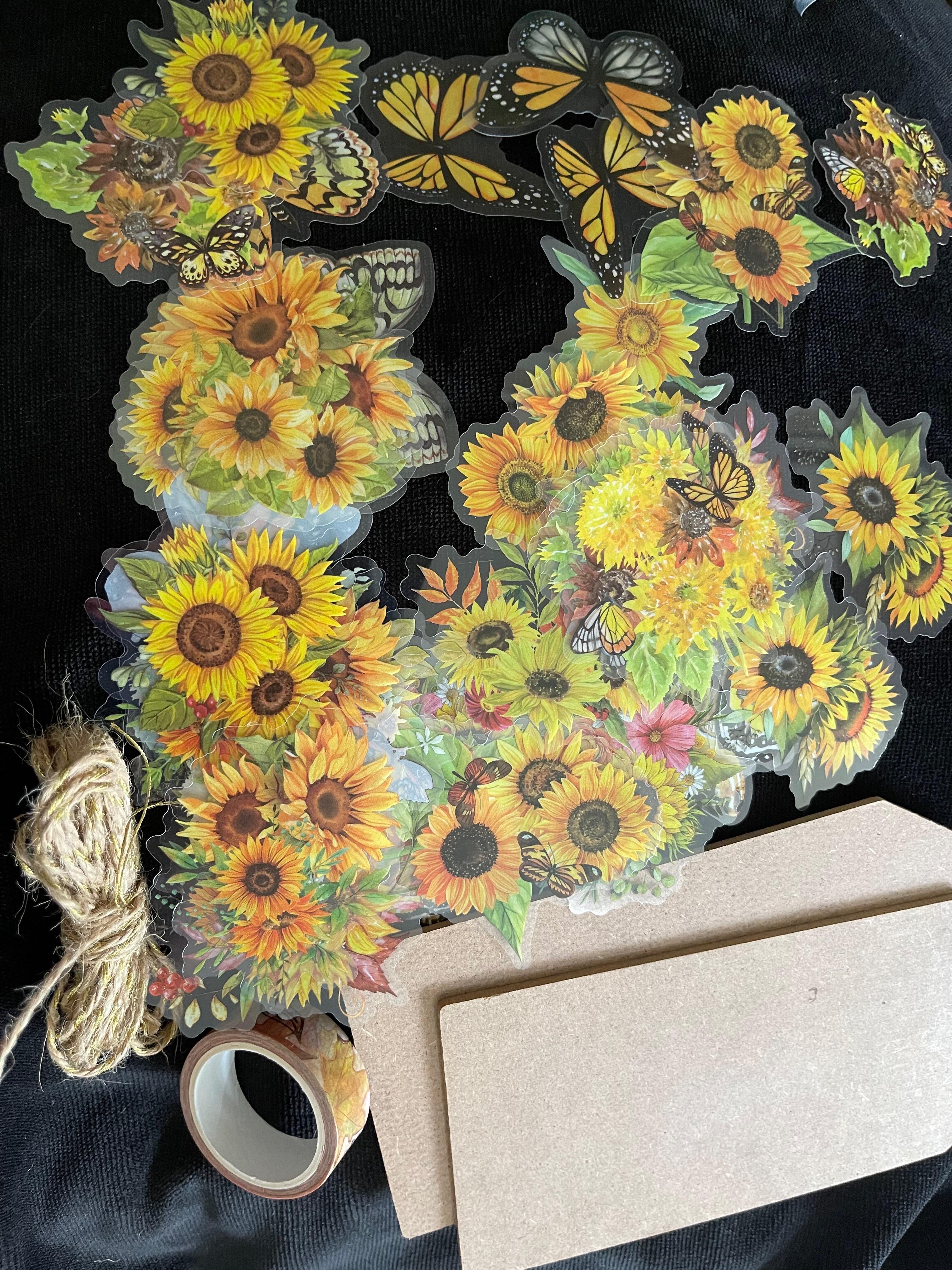 Sunflower acetate stickers set