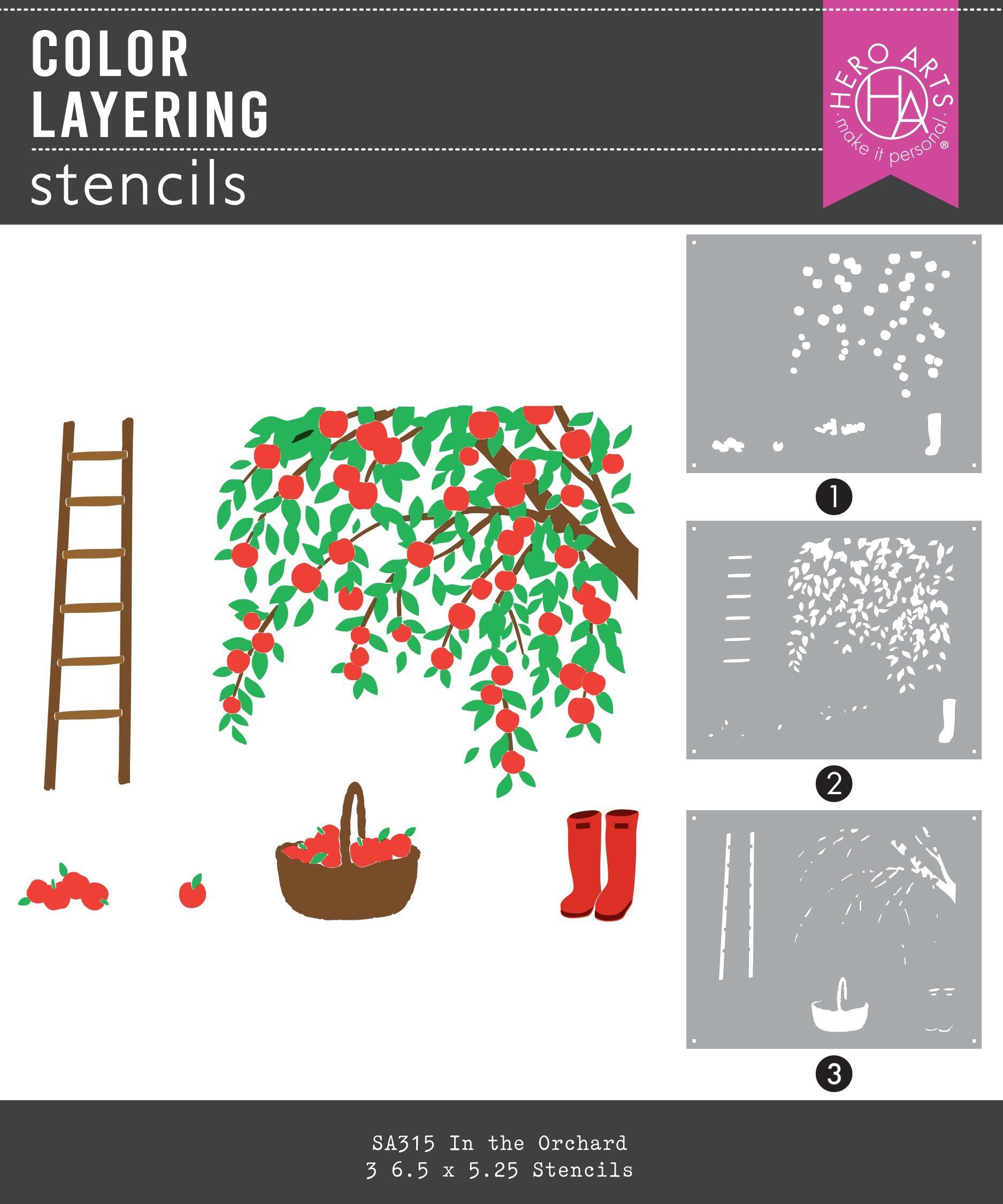 Hero Arts - In The Orchard Color Layering Stencils from the I Pick You ...