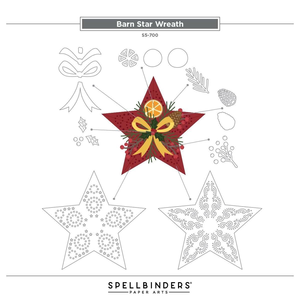 Spellbinders - Barn Star Wreath Etched Dies from the Country Christmas ...