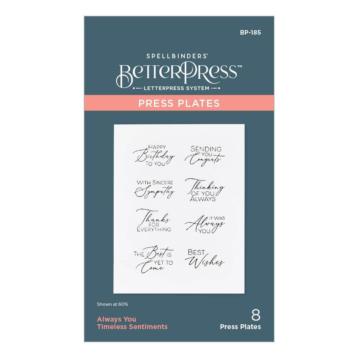 Spellbinders - Always You Timeless Sentiments Press Plates from the ...