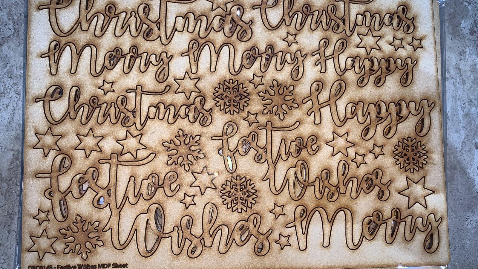 Dawn Bibby Creations A4 MDF Decorative Design Sheet - MERRY CHRISTMAS