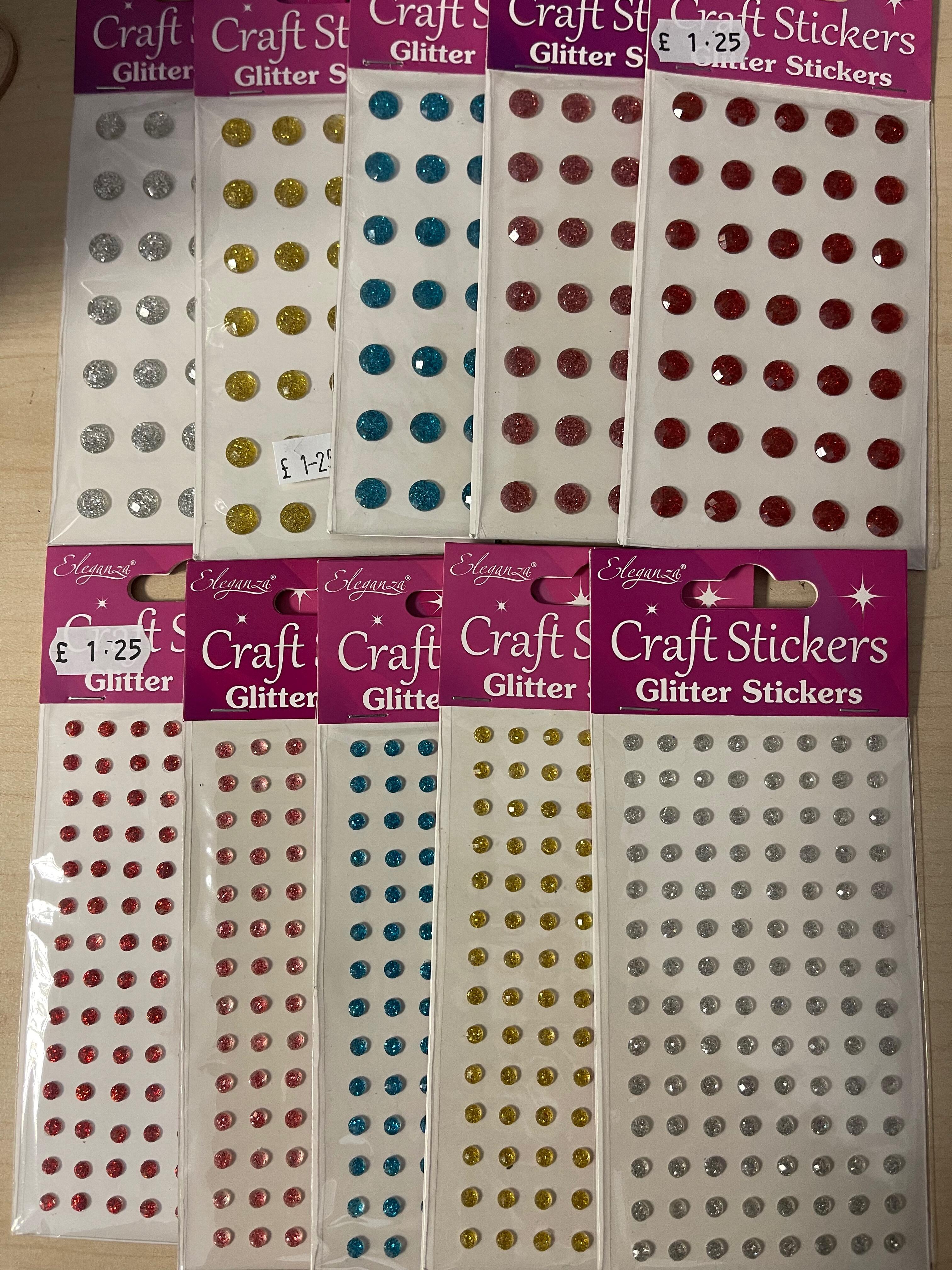 10 packs of glitter gems