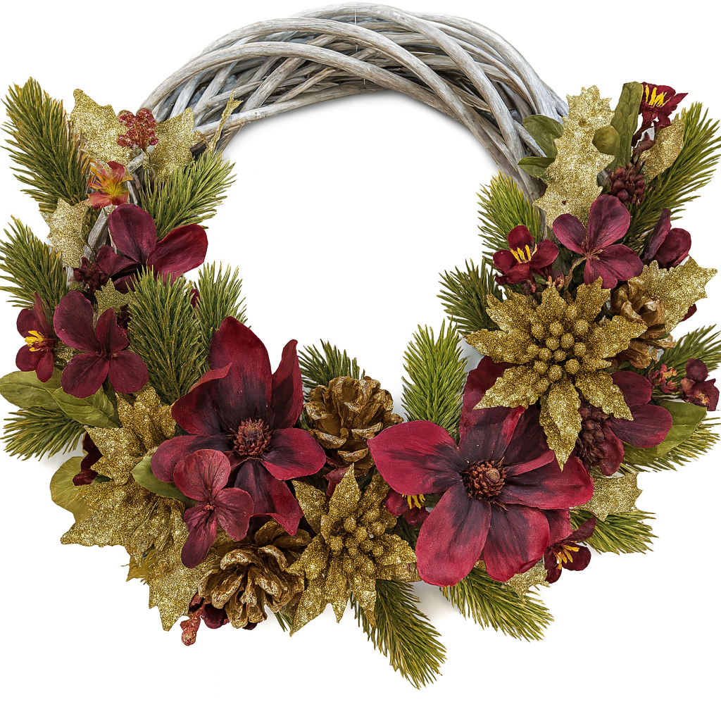 BURGUNDY AND GOLD MAGNOLIA WREATH KIT