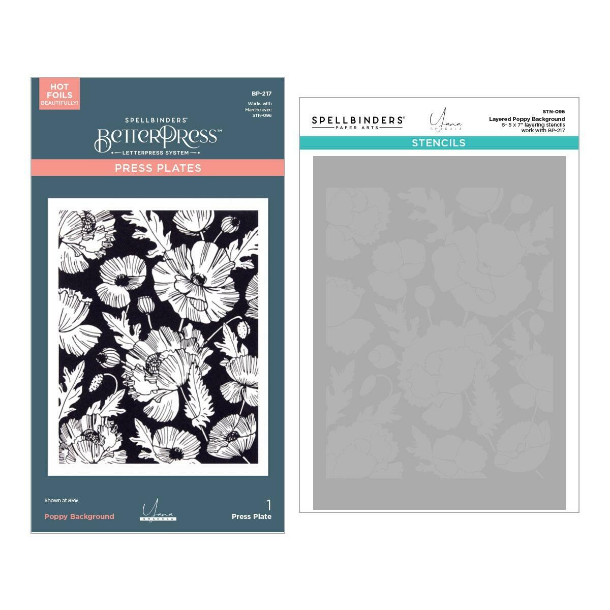 Spellbinders- Poppy Background Press Plate & Stencil Bundle from the ...
