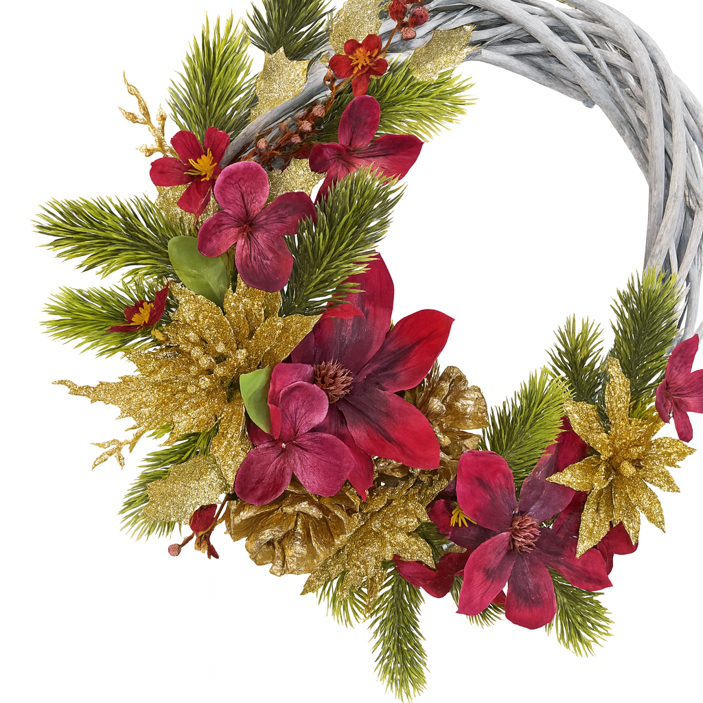 BURGUNDY AND GOLD MAGNOLIA WREATH KIT