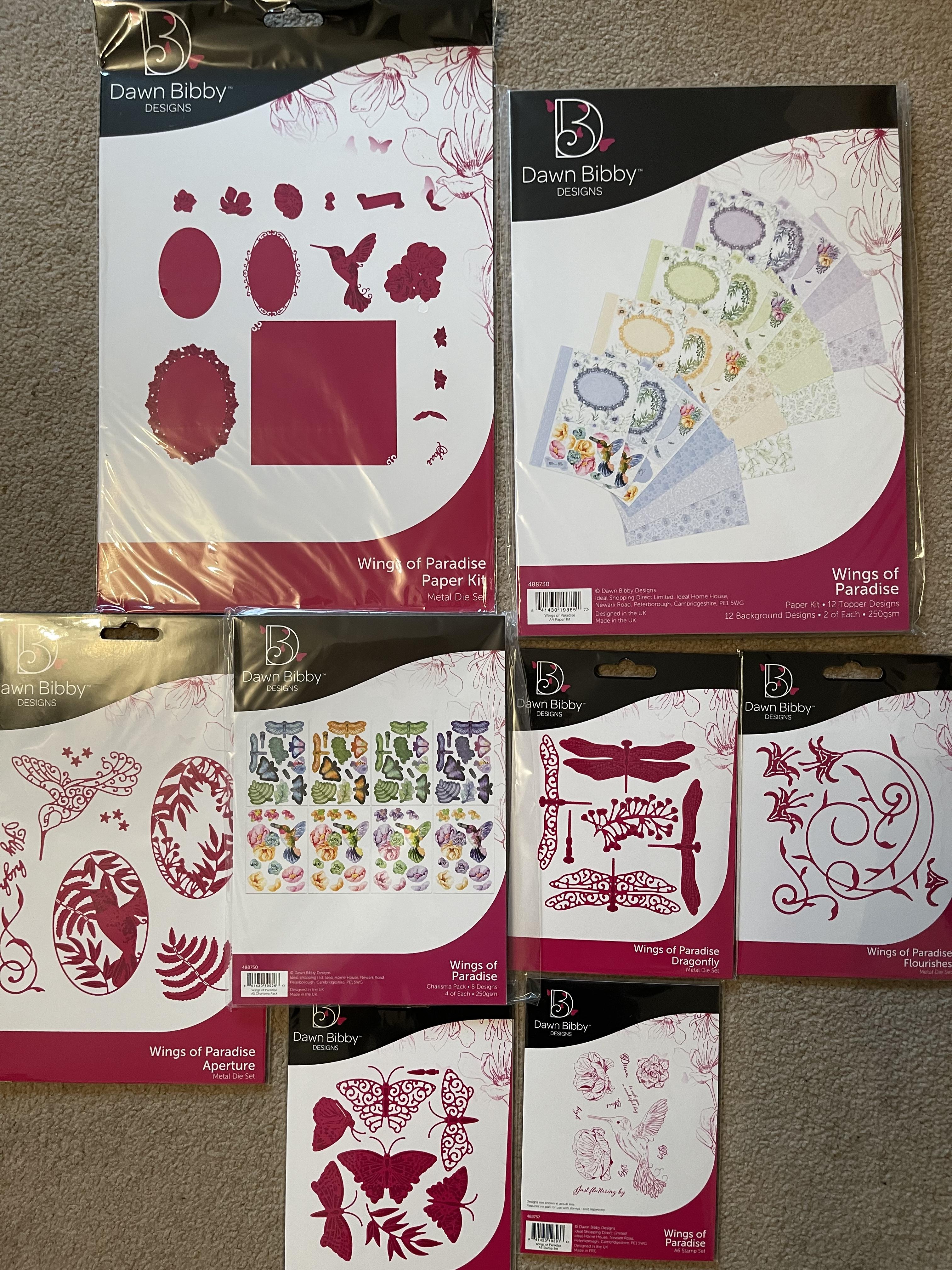 Dawn Bibby Designs - WINGS OF PARADISE - FULL SET OF DIES AND CHARISMA.