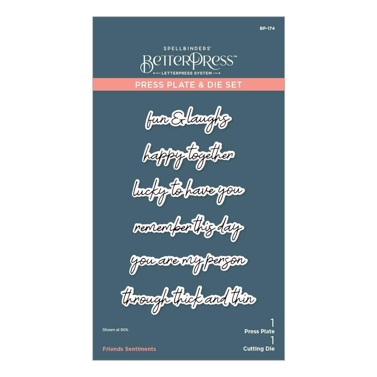 Spellbinders- Friends Sentiments Press Plate & Die Set from the ...