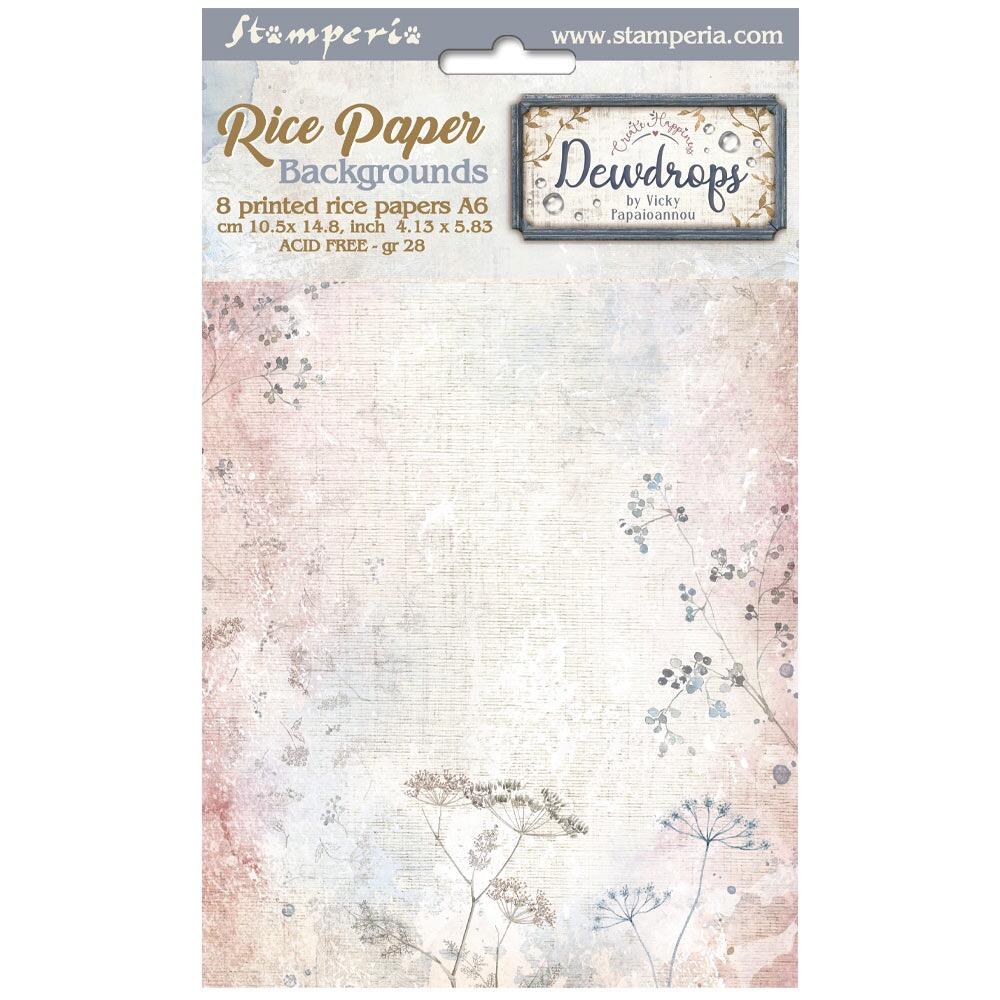 Stamperia Create Happiness Dewdrops A6 Rice Paper Backgrounds (8pcs)