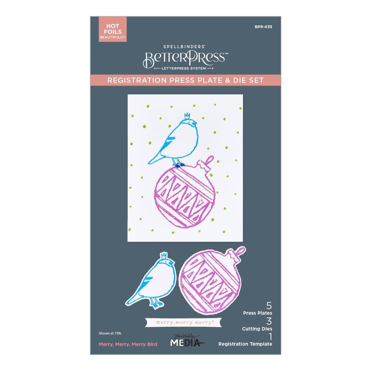 Spellbinders - Merry, Merry, Merry Bird Registration Press Plate & Die ...