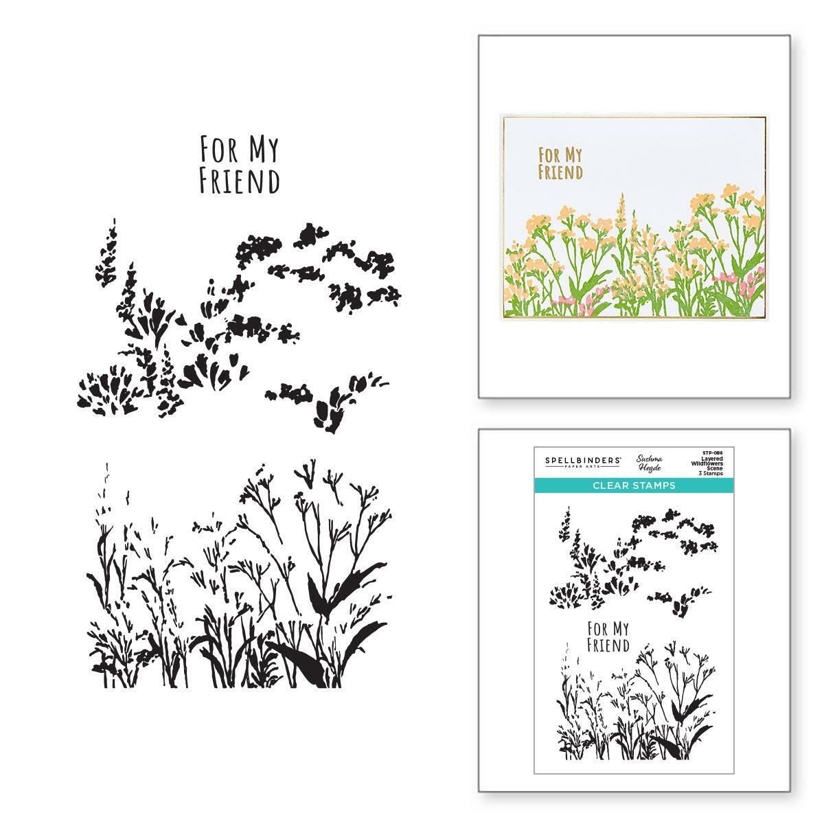 Spellbinders - Layered Wildflowers Scene Clear Stamp Set from the Into ...