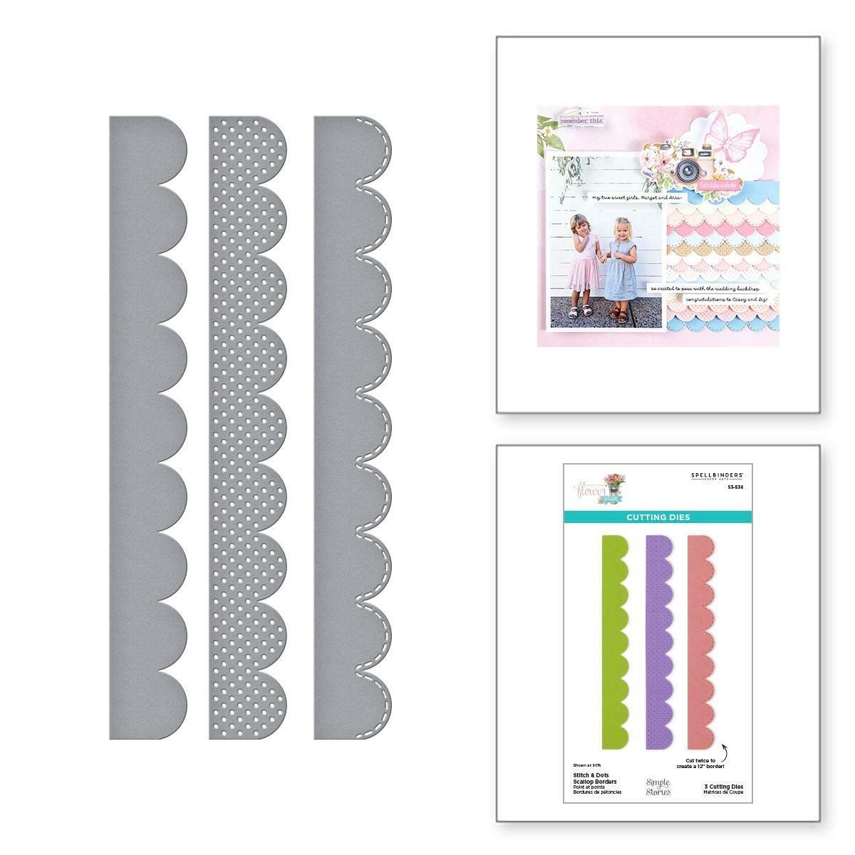 Spellbinders - Stitch & Dots Scallop Borders Etched Dies from the ...