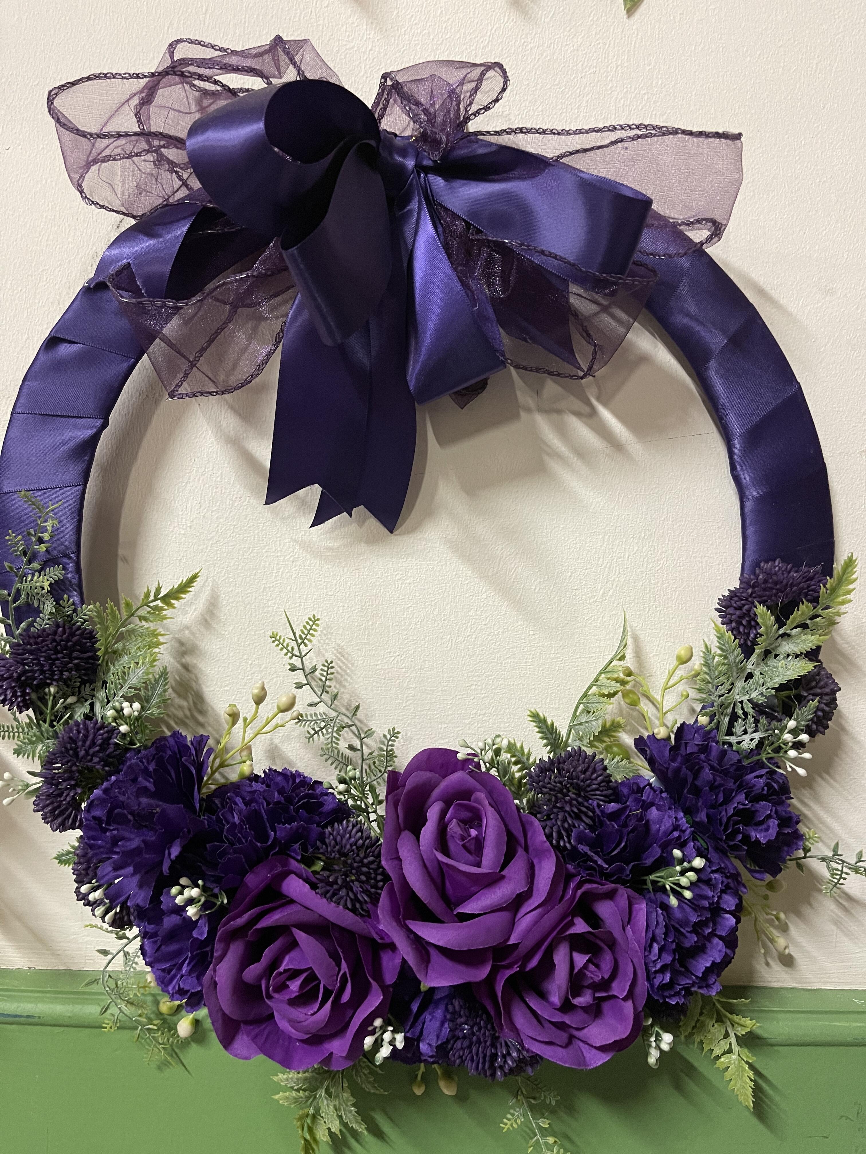 PURPLE ROSES WRApped WREATH - finished item
