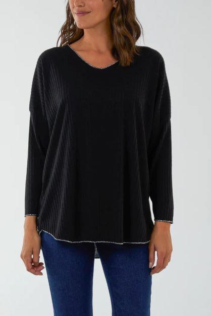 Metallic raw edge top