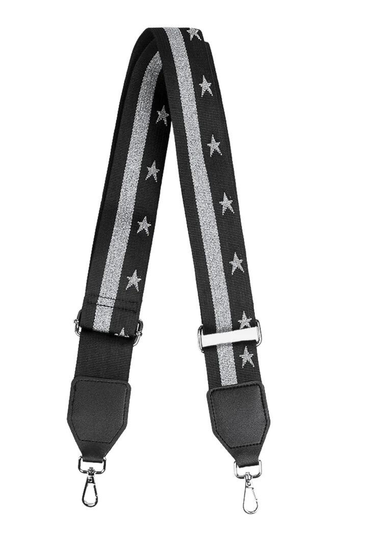 Black silver star stripe strap