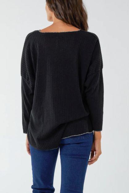 Metallic raw edge top