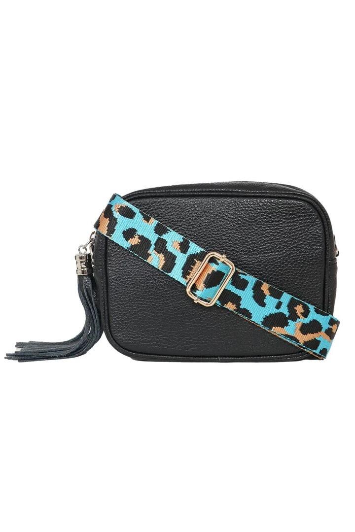 Turquoise leopard print strap