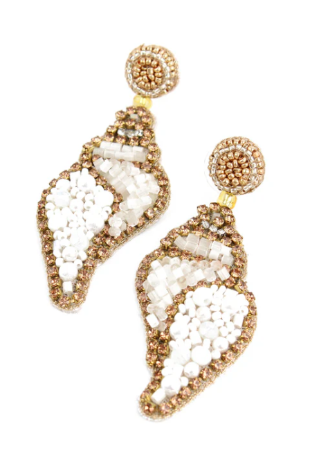 White bead shell earrings