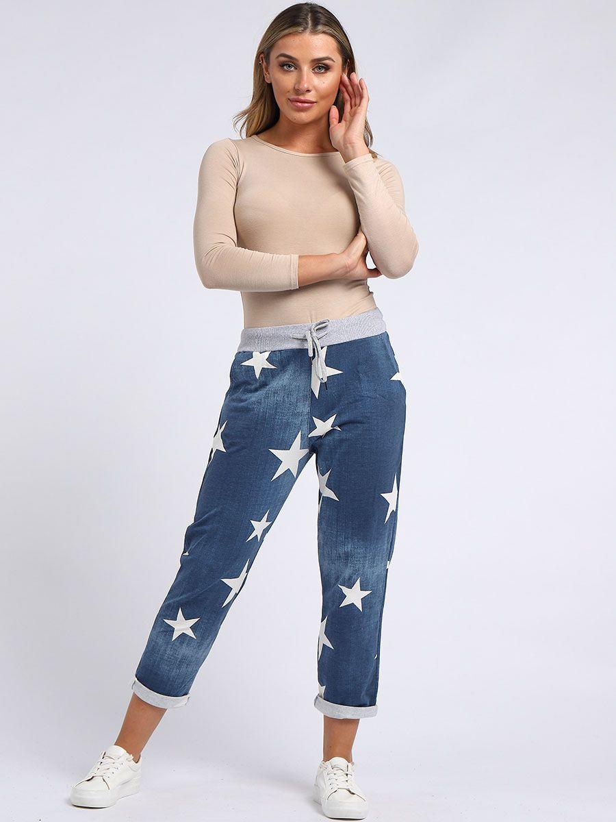 Star print cotton trouser
