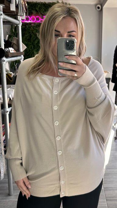 Bling button back cardigan