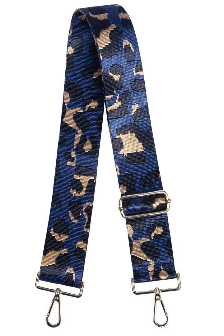 Navy blue leopard print strap