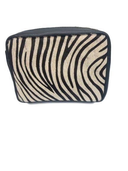 Zebra print leather box bag