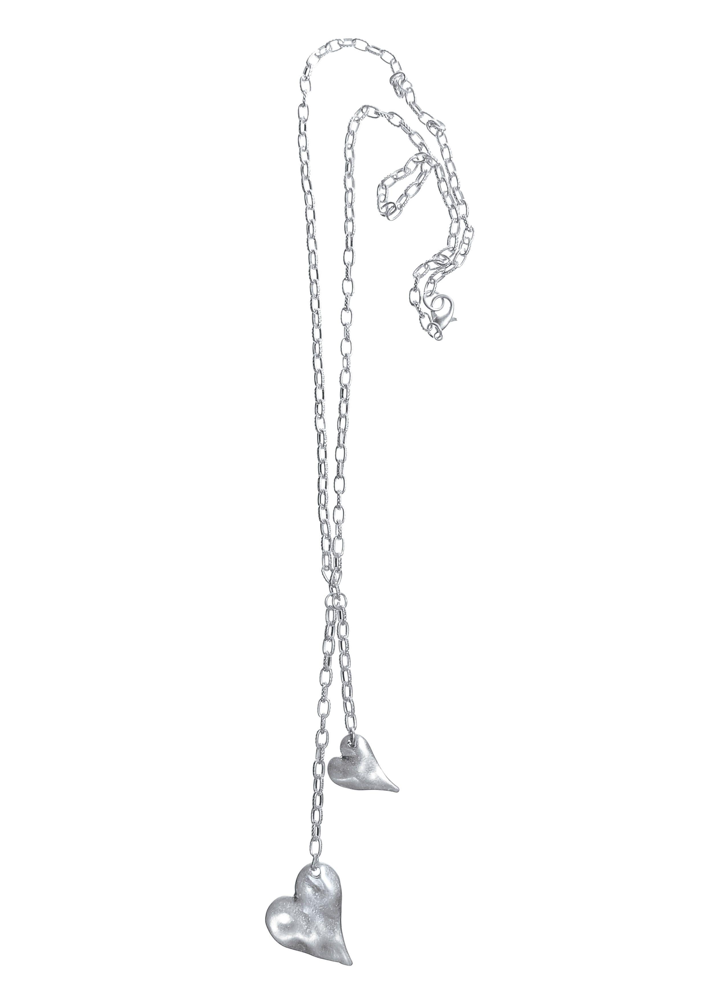 Double heart pendulum necklace