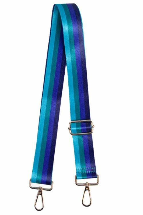 Green blue block stripe bag strap
