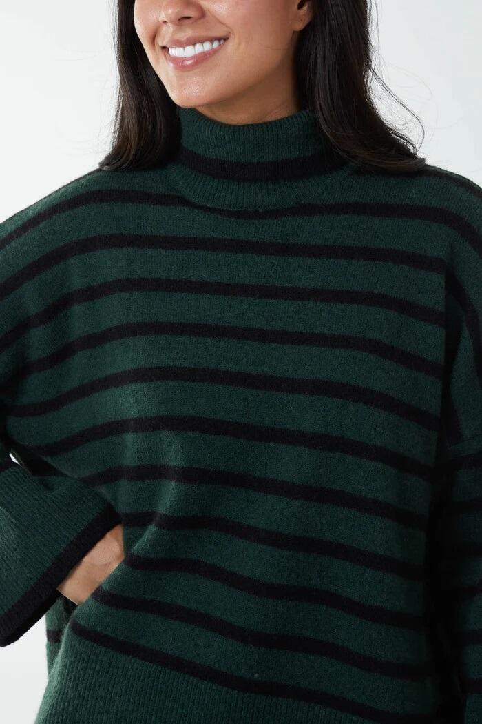 Stripe wide sleeve jumper