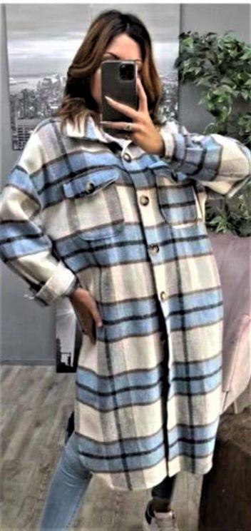 Longline check brushed shacket