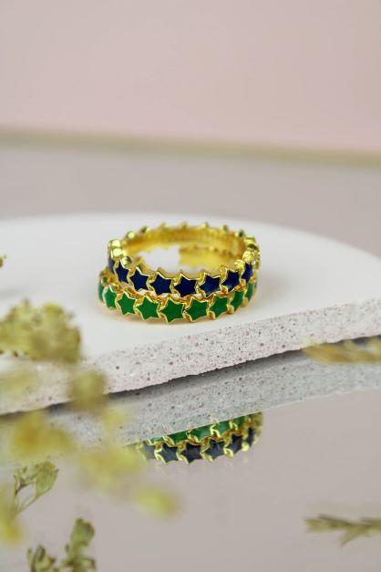 Enamel star ring