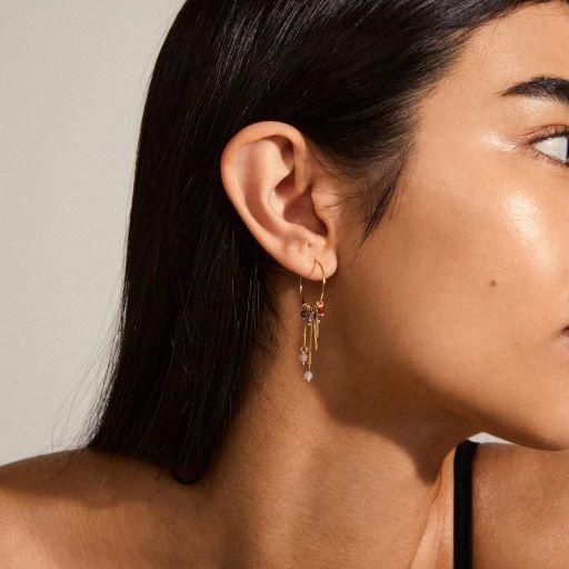Peace semi precious stone hoops