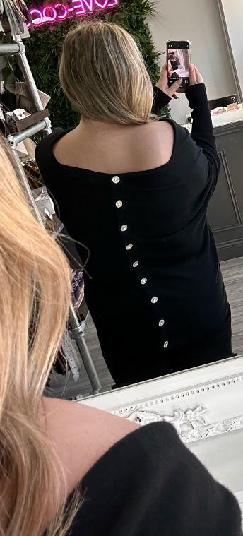 Bling button back cardigan