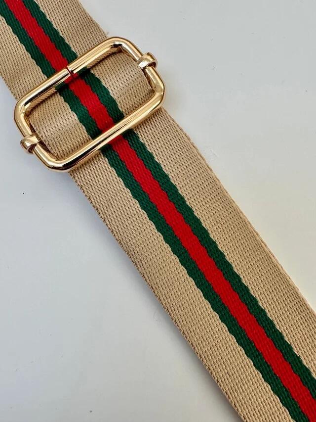 Taupe racing stripe strap