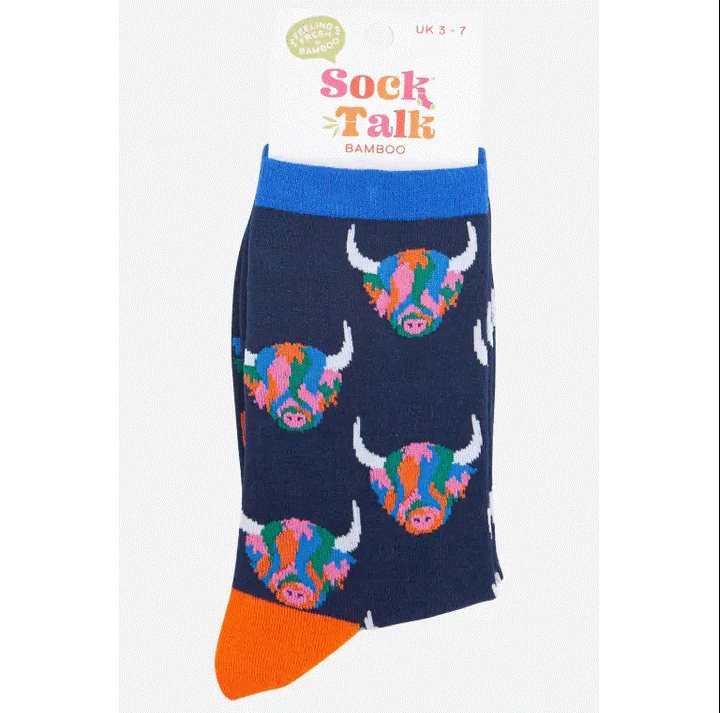 Bamboo highland cow socks